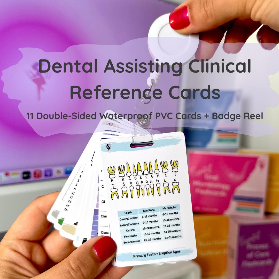 Dental Assistant Reference Cards – 11 Double-sided Study Tools for ...