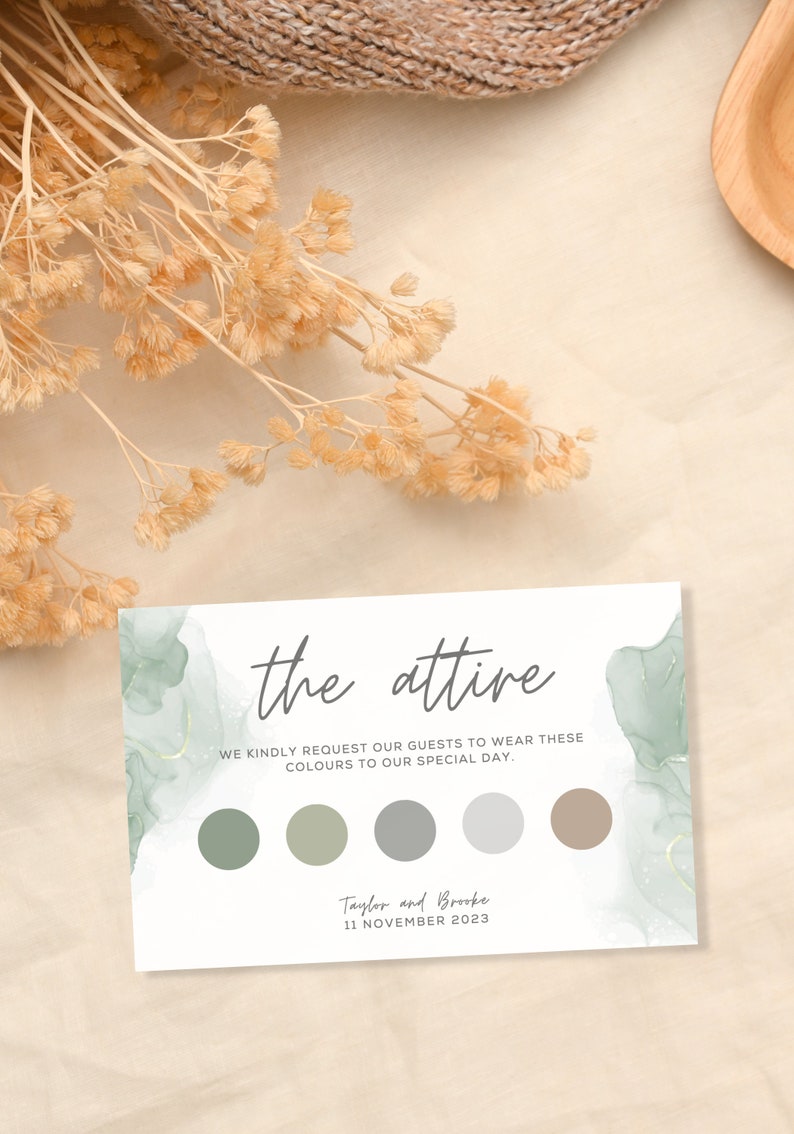 Wedding Attire Card Template Wedding Guest Dress Code Card Instant ...
