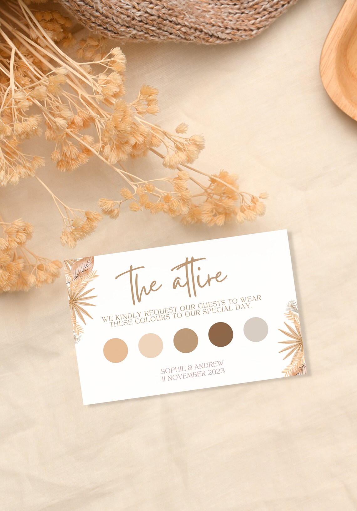 Wedding Attire Card Template Boho Weeding Wedding Guest Dress Code Card ...