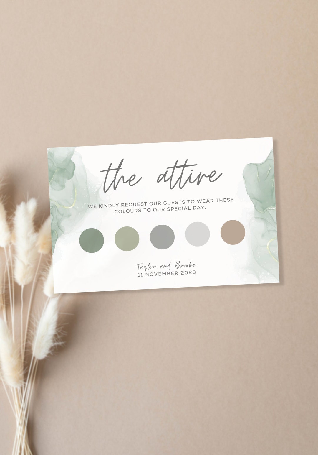 Wedding Attire Card Template | Wedding Guest Dress Code Card | Instant ...