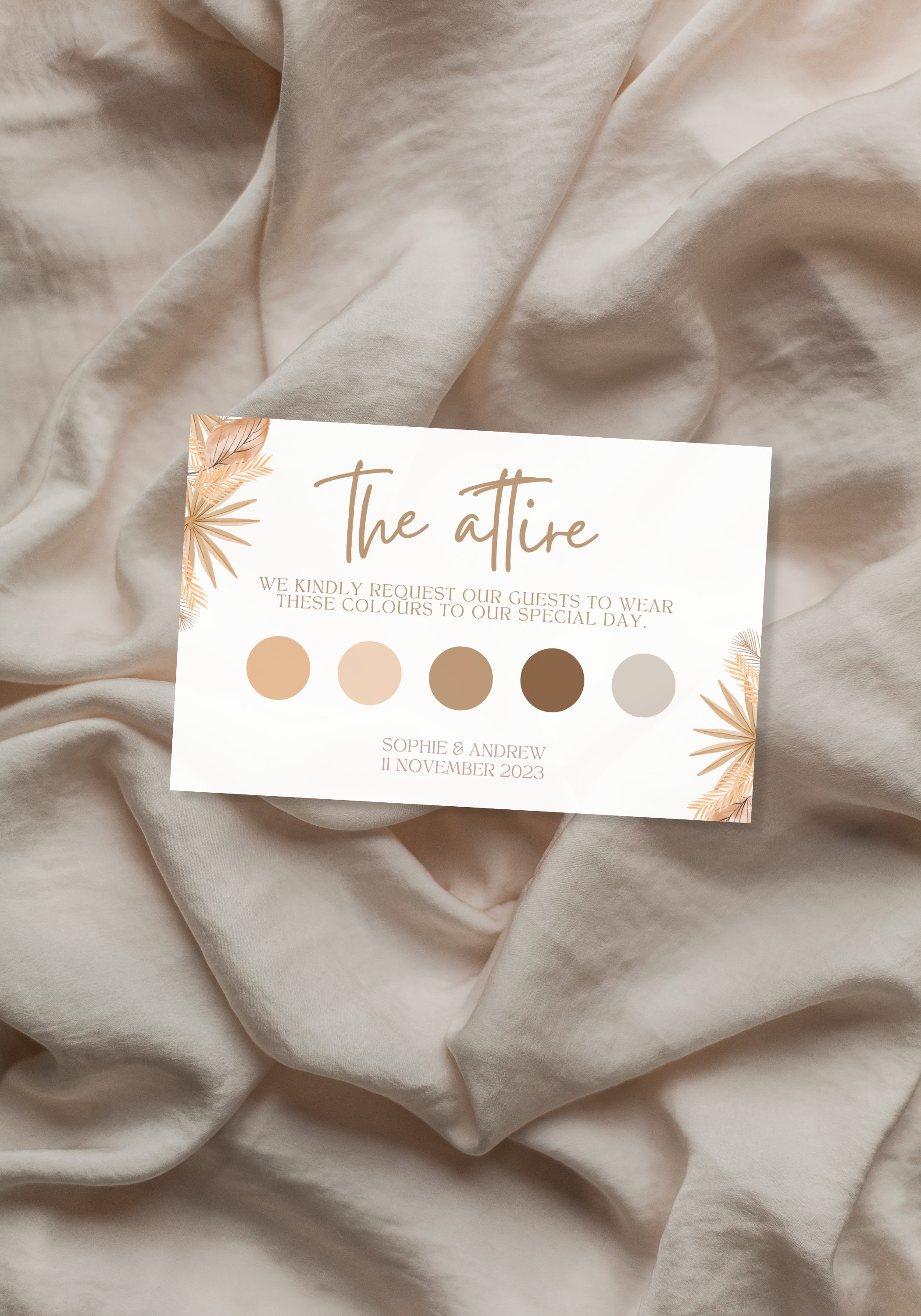 Wedding Attire Card Template Boho Weeding Wedding Guest Dress Code Card ...