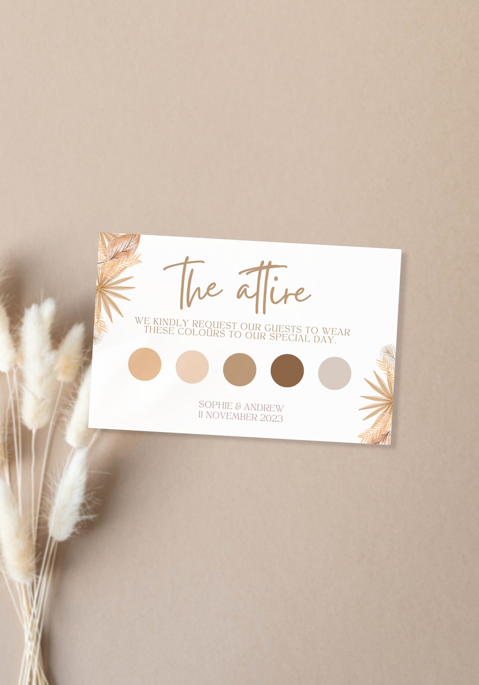 Wedding Attire Card Template Boho Weeding Wedding Guest Dress Code Card ...
