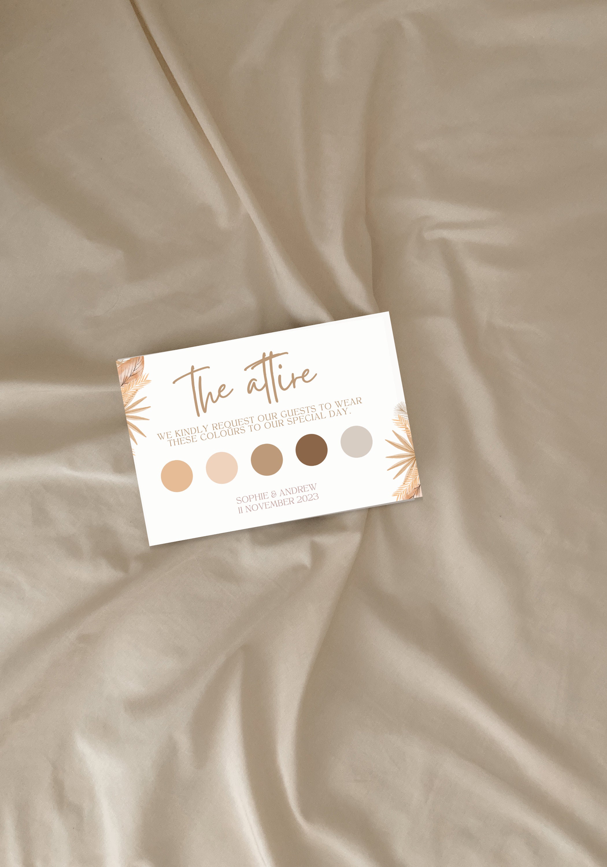 Wedding Attire Card Template Boho Weeding Wedding Guest Dress Code Card ...