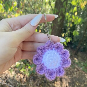 Crocheted Flower Keychain, Amigurumi Flower Keychain, Daisy Purse ...