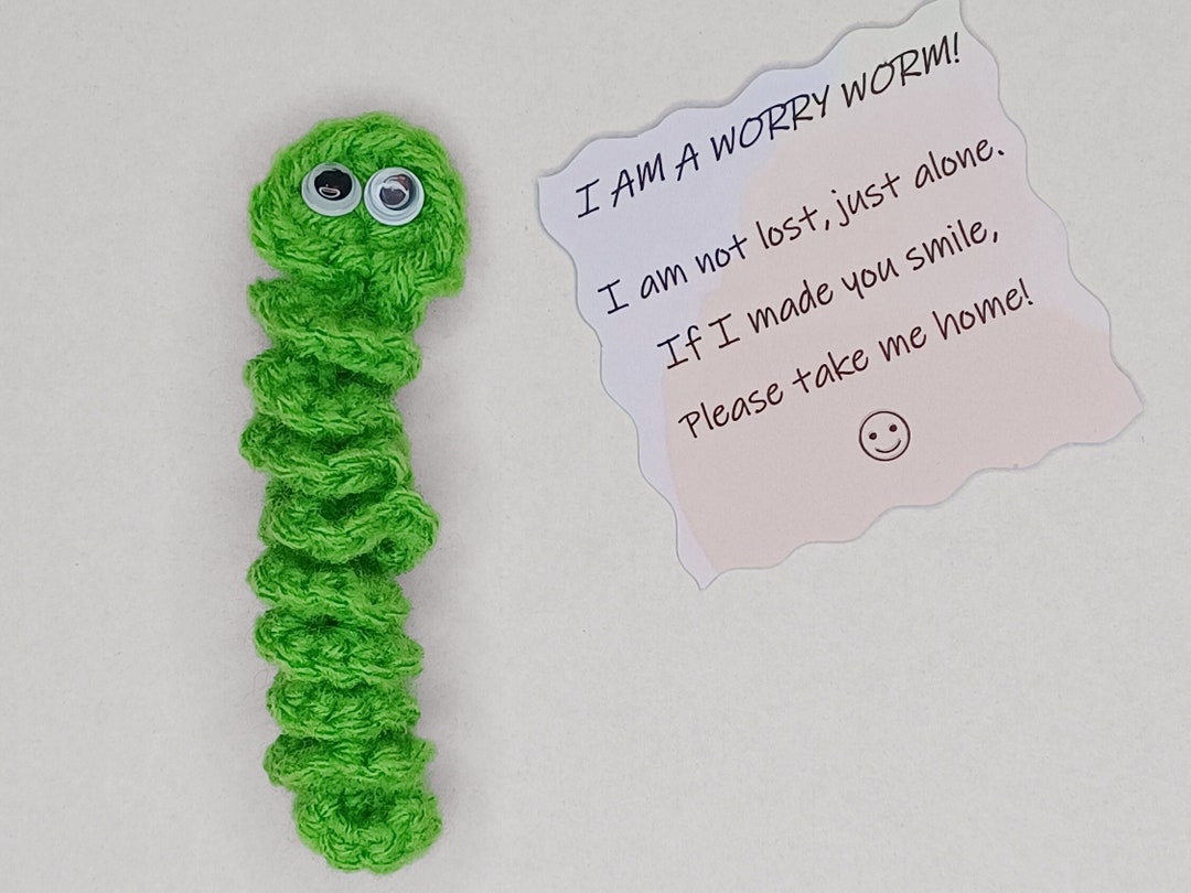 Crocheted Worry Worm Act of Kindness Kit Handmade Stress Relief Toy ...