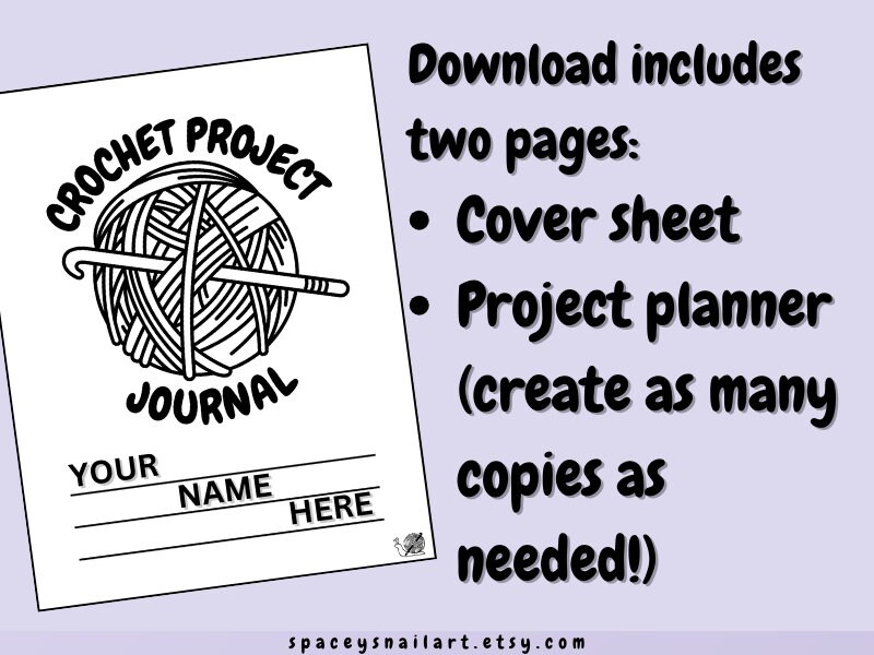 Simple Crochet Project Planner , Printable PDF , Project Tracker ...