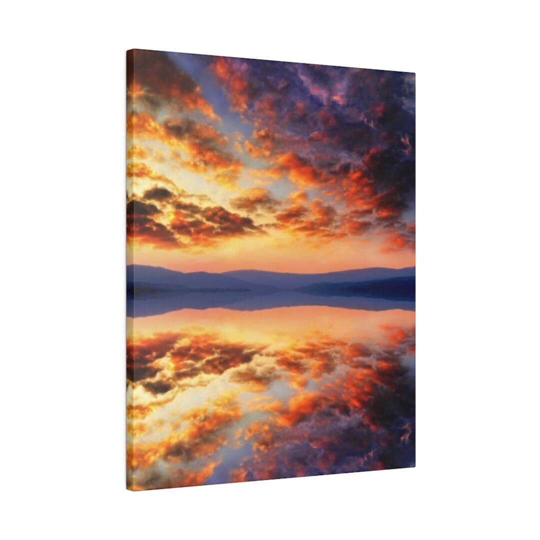 Sunset Water Reflection Wall Art Ocean Canvas Art Sunset Wall Art ...
