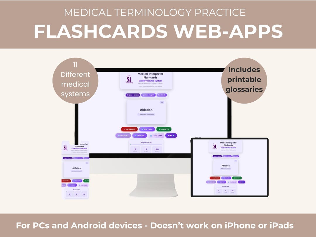Medical Terminology Flashcards ENG-SPA Application Healthcare Spanish ...