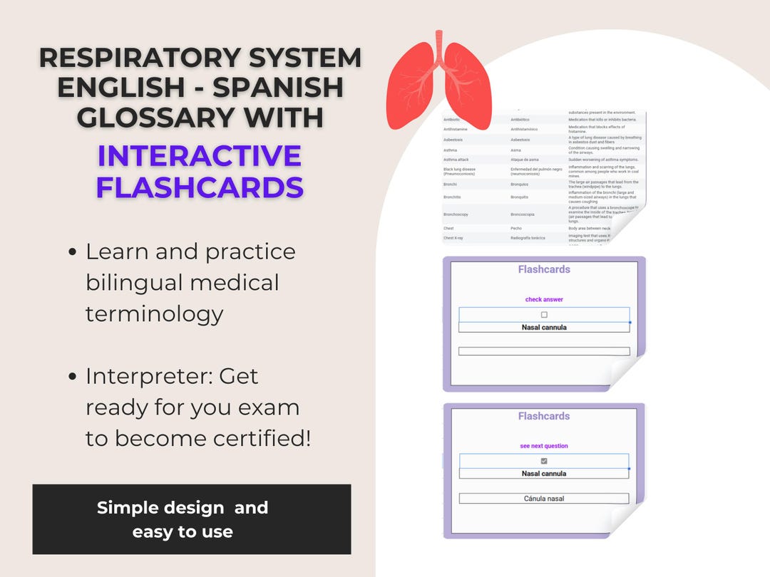 English-spanish Medical Respiratory System Glossary Interactive ...