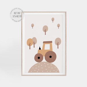 Printable Tractor Transportation Nursery Art, Bear Wall Art, Digital ...