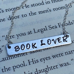 Book Lover Necklace Handmade Metal Stamped Necklace Jewelry for Readers ...
