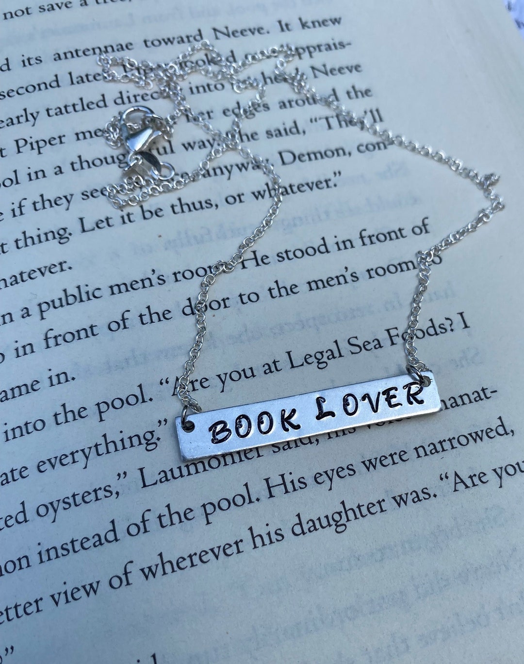 Book Lover Necklace Handmade Metal Stamped Necklace Jewelry for Readers ...