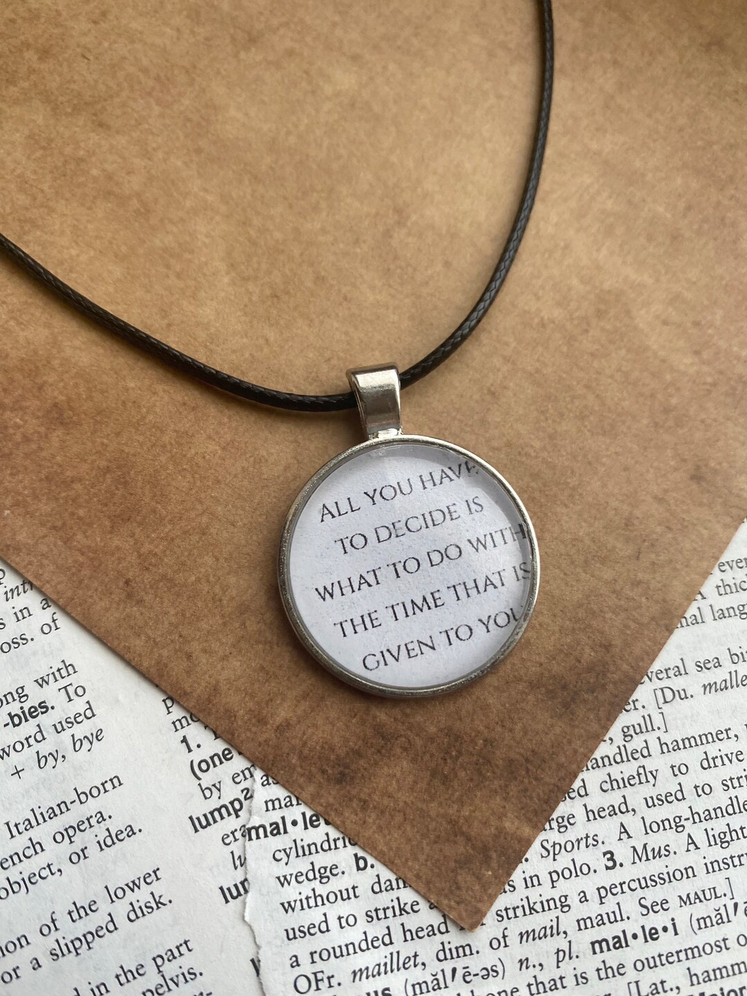 Tolkien Lord of the Rings Inspired Book Quote Necklace, Handmade Book ...