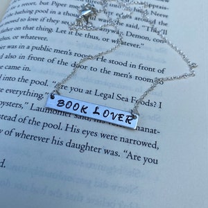 Book Lover Necklace Handmade Metal Stamped Necklace Jewelry for Readers ...