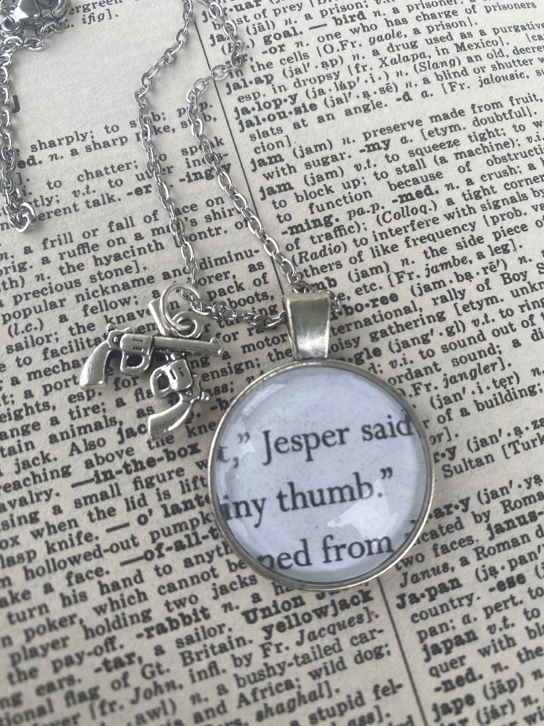 Jesper Fahey Six of Crows Book Necklace, Handmade Unique Book Quote ...
