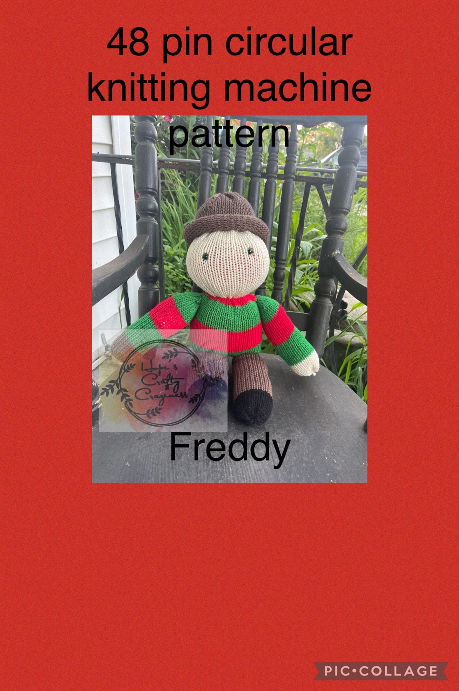 Freddy Kruger Inspired 48 Pin Circular Knitting Machine Pattern - Etsy