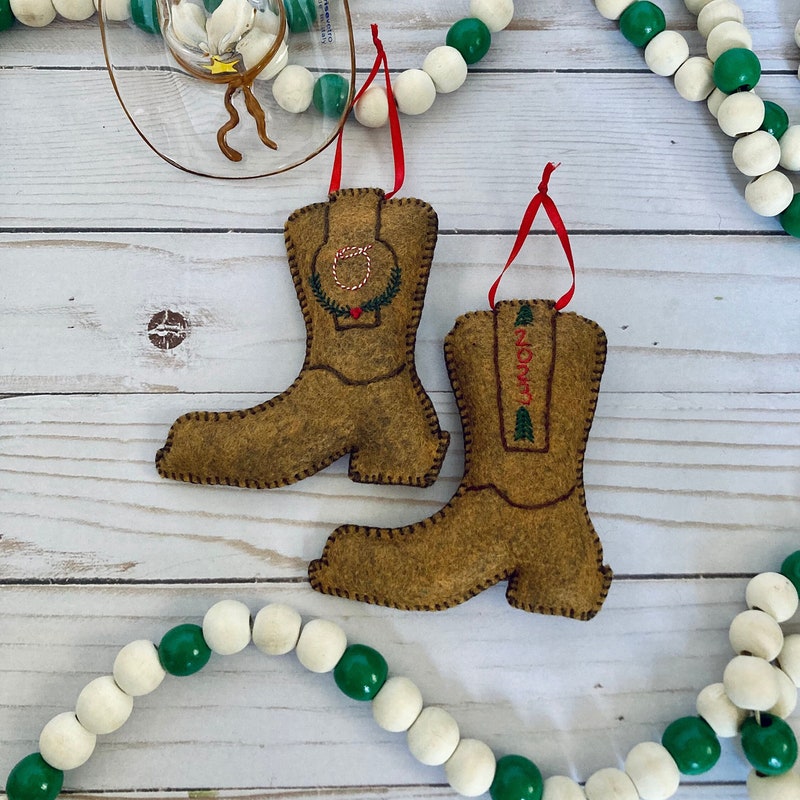 Embroidered Boot Ornament - Etsy