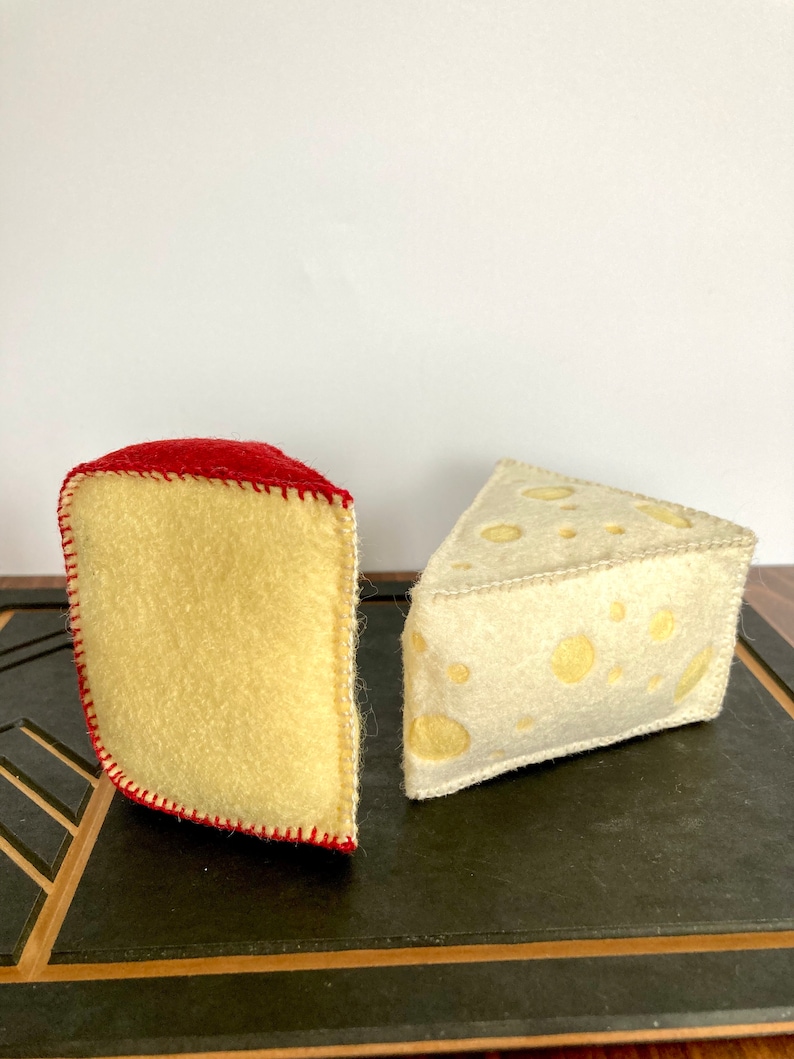 Handmade Felt Cheese Pair | Play Cheese Set | Pretend Play Kitchen Food ...