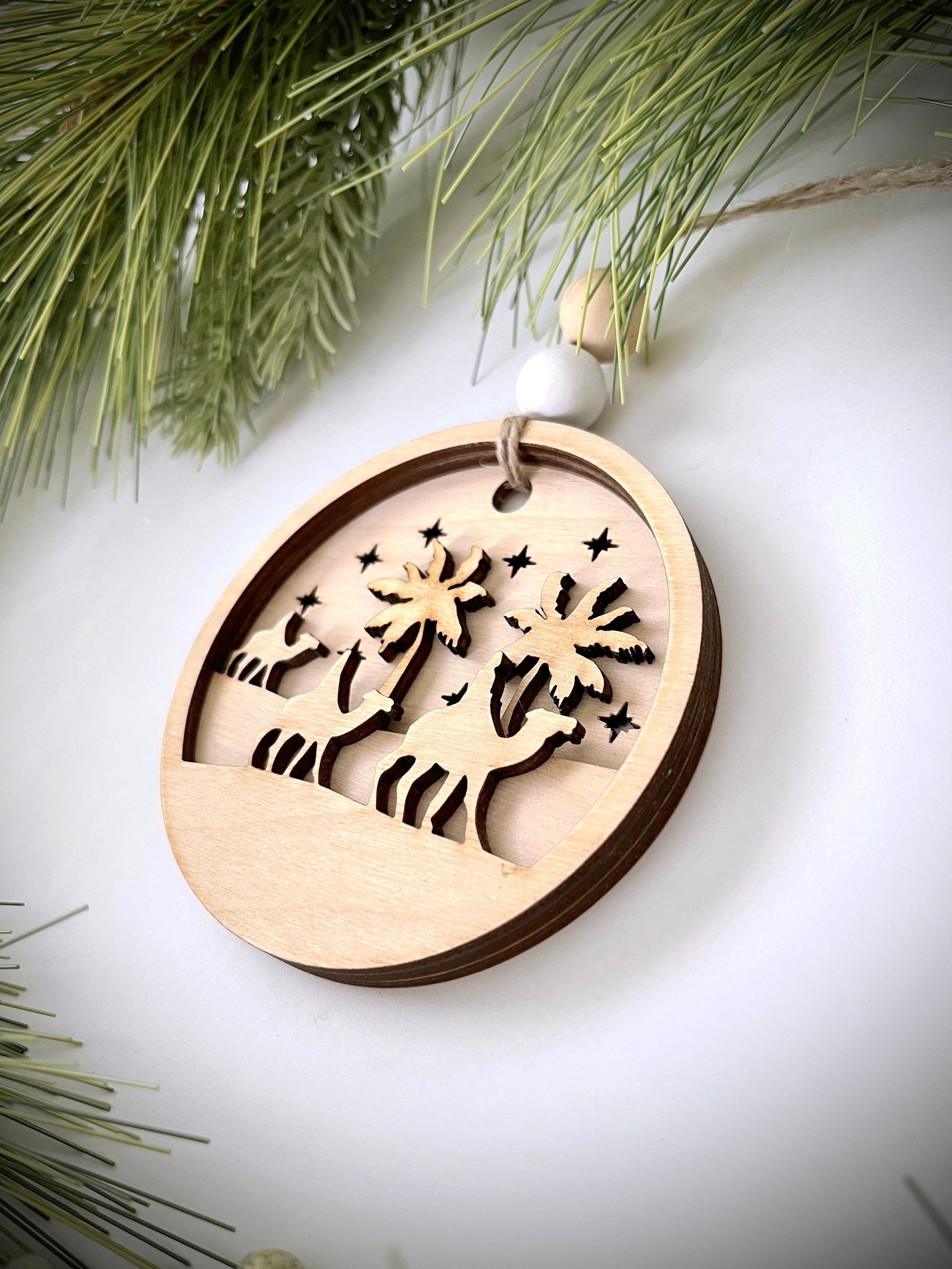 Layered Wooden Nativity Ornament 3 Piece Set - Etsy