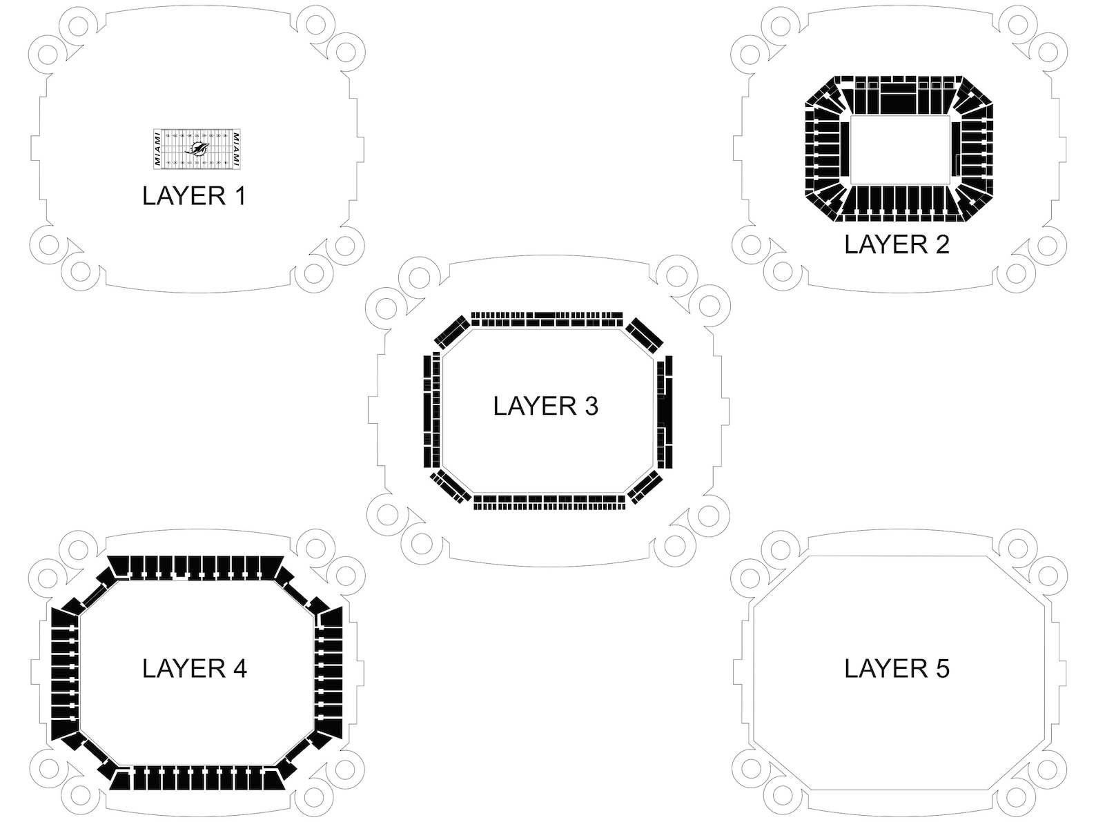 5 Layer Hard Rock Stadium Laser Cut/engrave File - Etsy