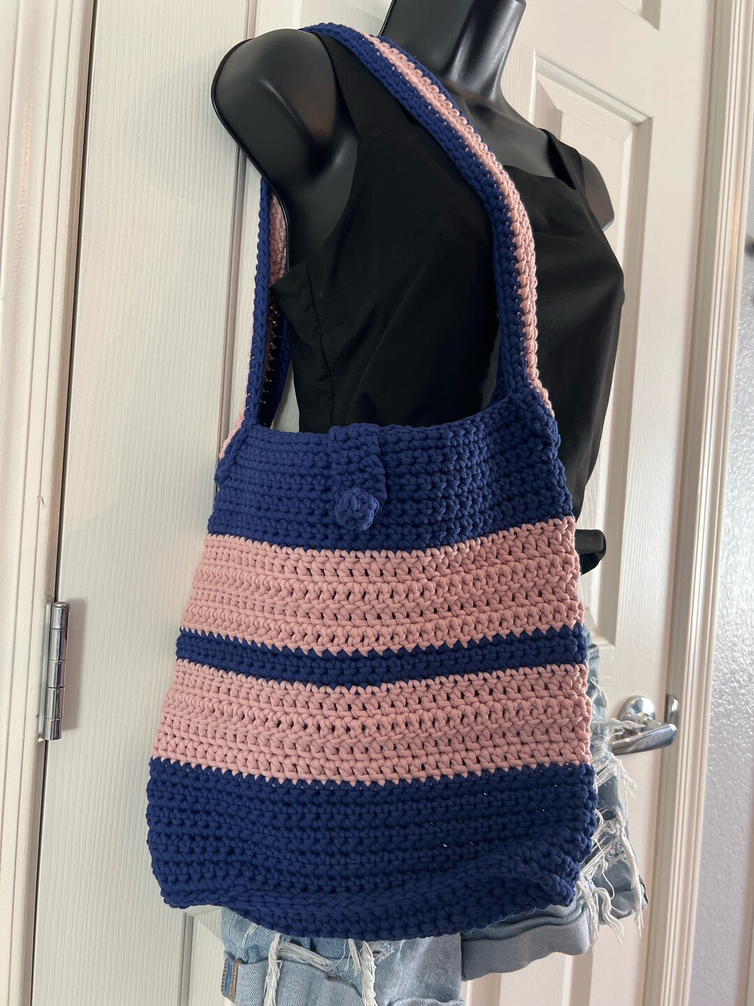 Crocheted, Market Bag | Crochet Messenger Bag | Crossbody | Sustainable ...
