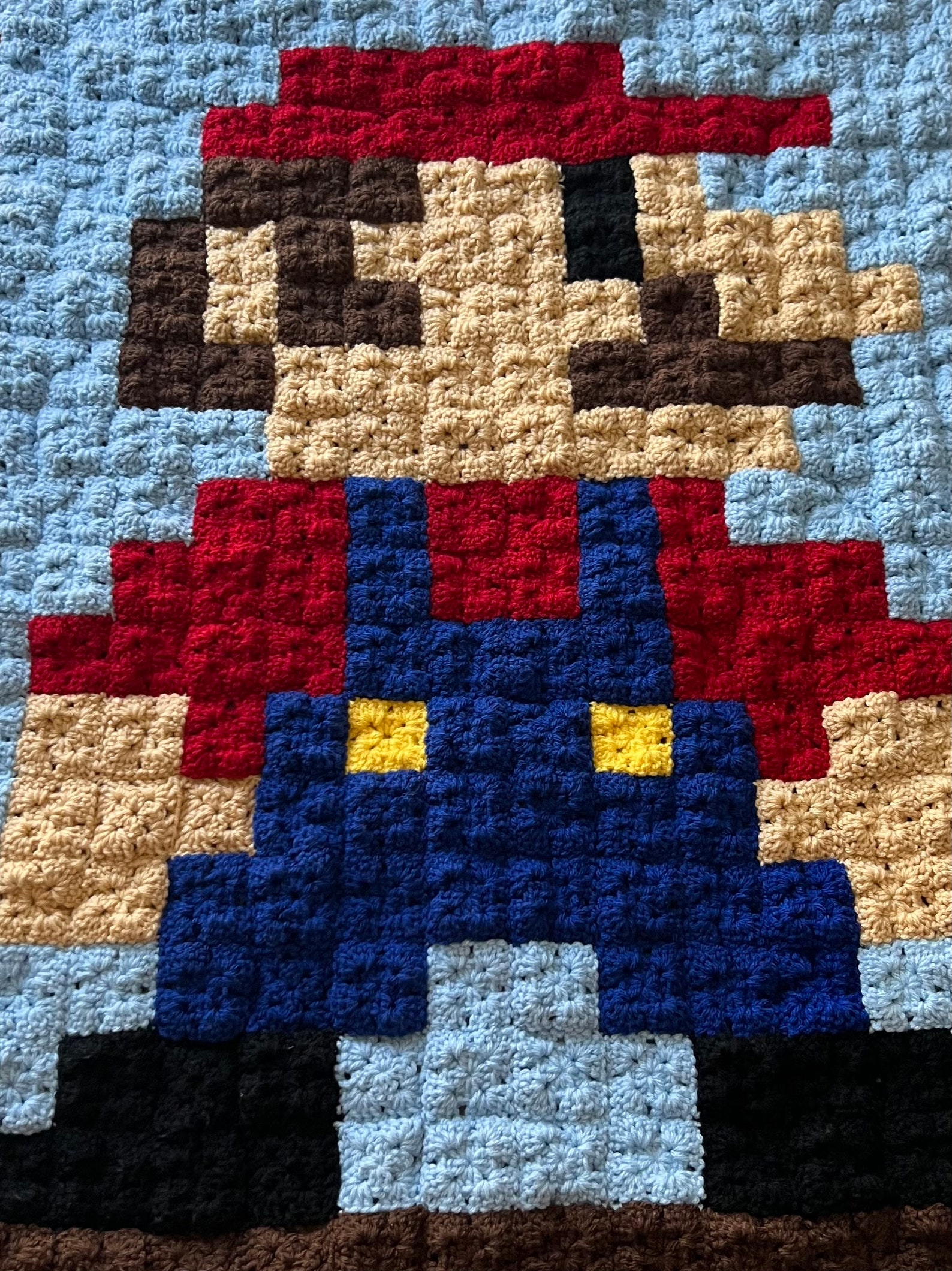 Handmade, Mario and Luigi Crocheted Baby Blanket Pixel Style Crochet ...