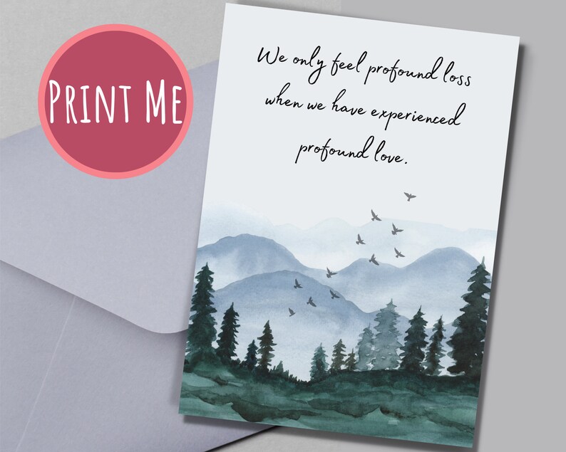 Printable Sympathy Card Featuring Mountains Nature Profound - Etsy