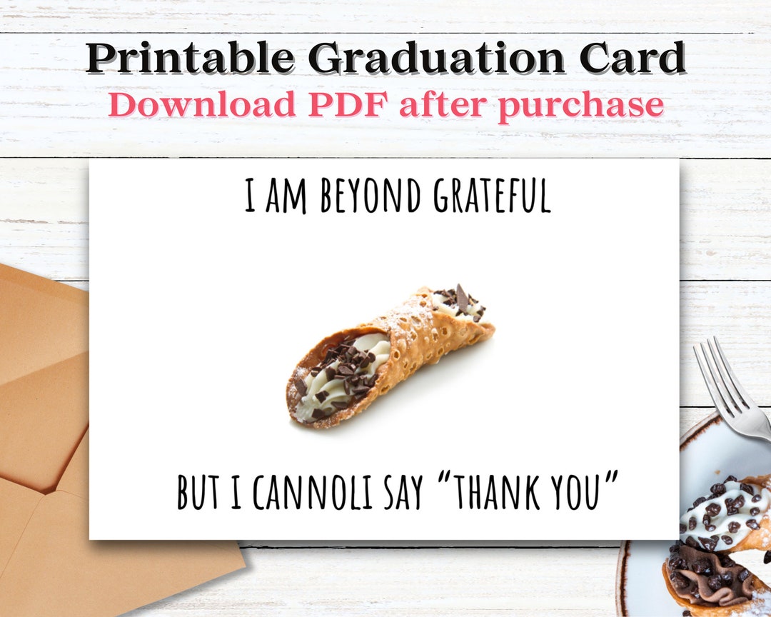 Cannoli Pun Thank You Card | Hilarious Printable Greeting Card | Funny ...