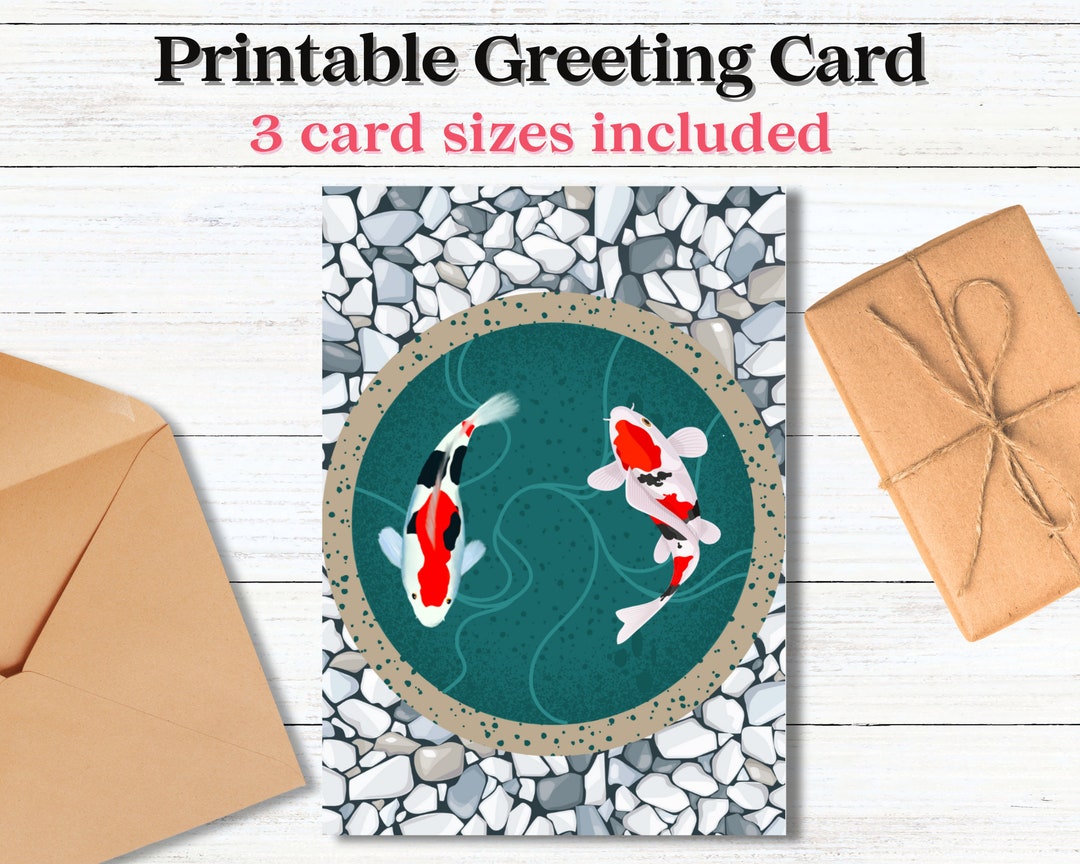 Koi Fish Printable Card | Blank Encouragement Card | Thinking of You ...