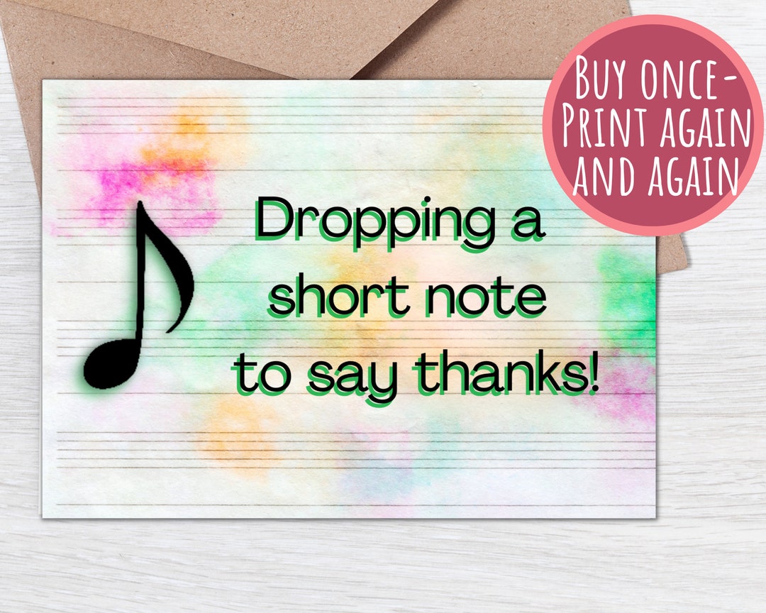 Tarjeta de notas musicales imprimibles / Tarjeta de - Etsy España