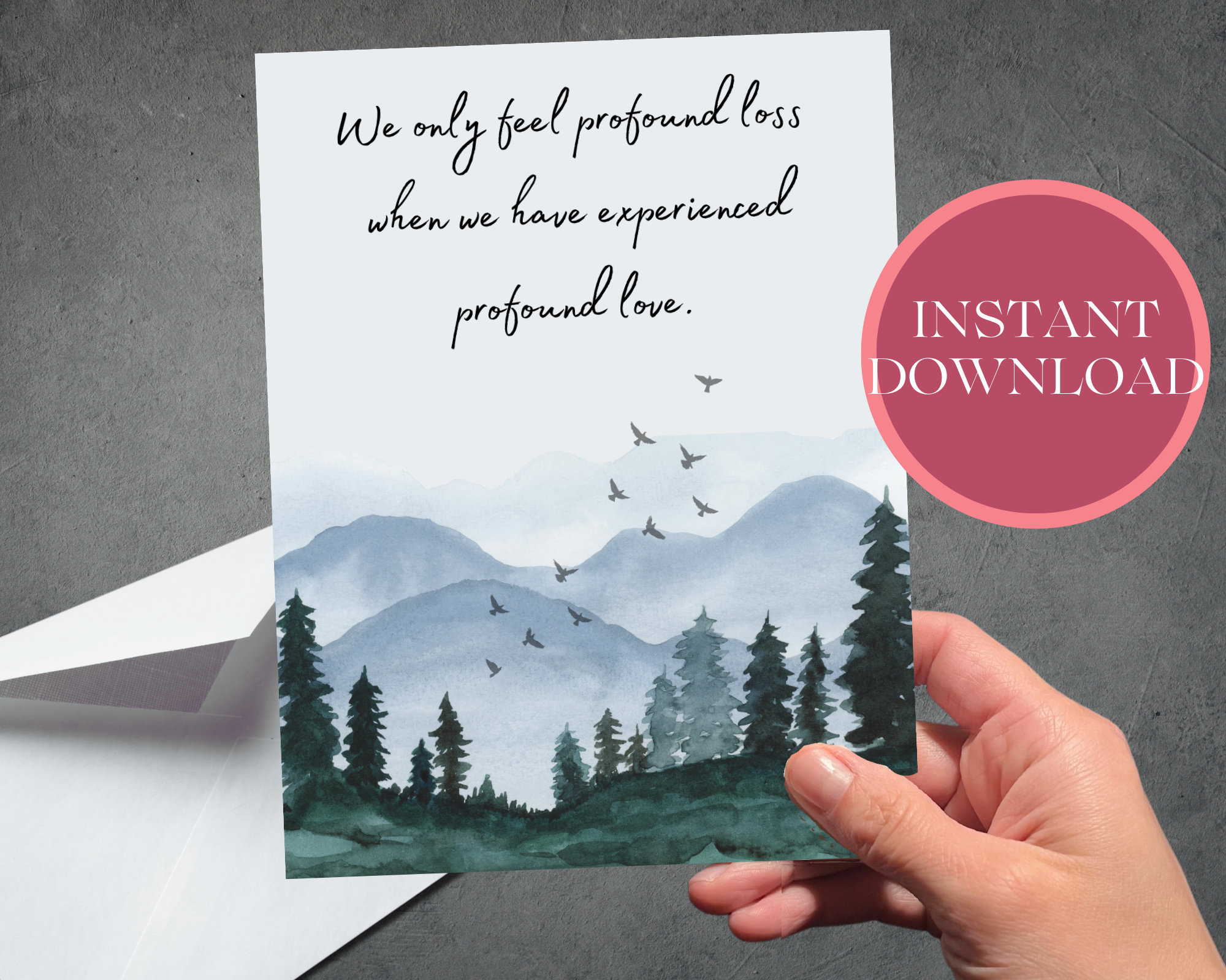 Printable Sympathy Card Featuring Mountains, Nature Profound Love so ...