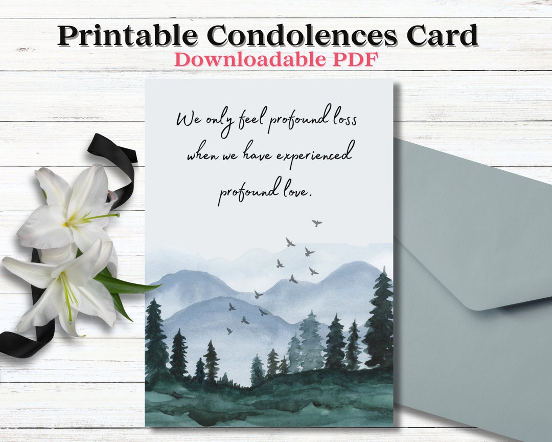 Printable Sympathy Card Featuring Mountains, Nature | Profound Love ...