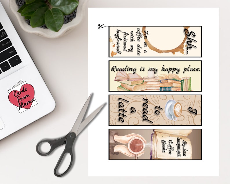 Printable Coffee Themed Bookmarks | Coffee Lover Gift | Cute Aesthetic ...