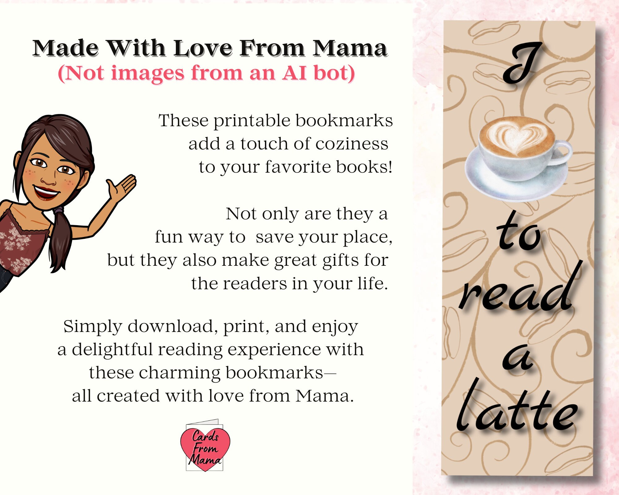 Printable Coffee Themed Bookmarks Coffee Lover Gift Cute Aesthetic ...
