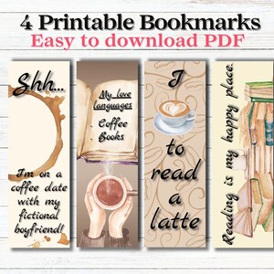 Printable Coffee Themed Bookmarks | Coffee Lover Gift | Cute Aesthetic ...