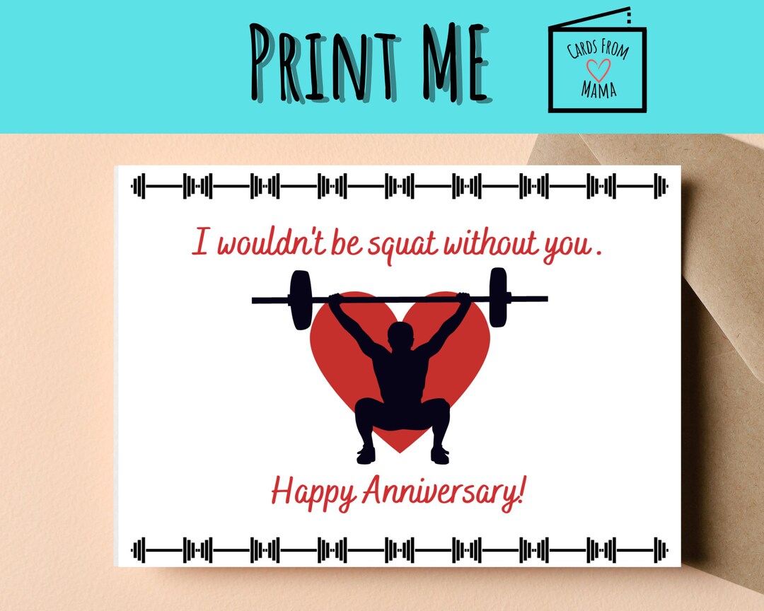 Squat Without You Anniverary Card Printable I Love You Card - Etsy