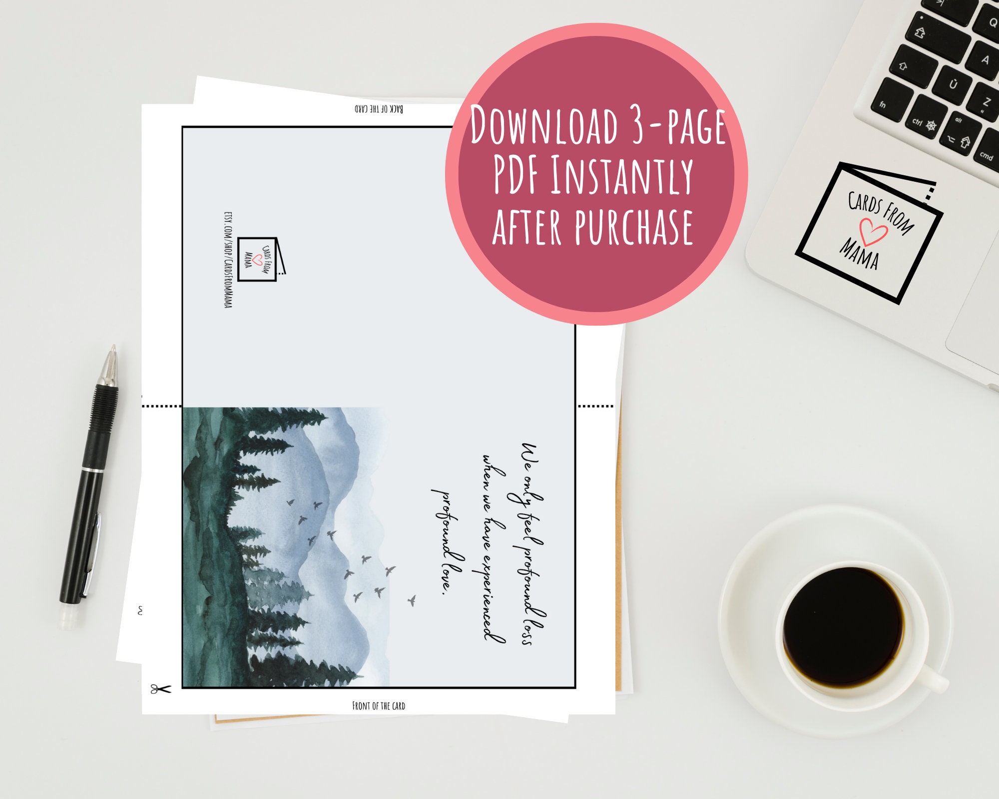 Printable Sympathy Card Featuring Mountains, Nature Profound Love so ...