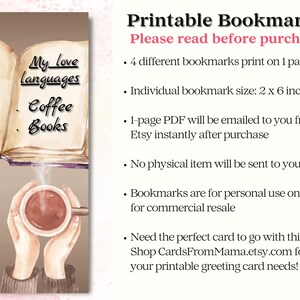 Printable Coffee Themed Bookmarks | Coffee Lover Gift | Cute Aesthetic ...