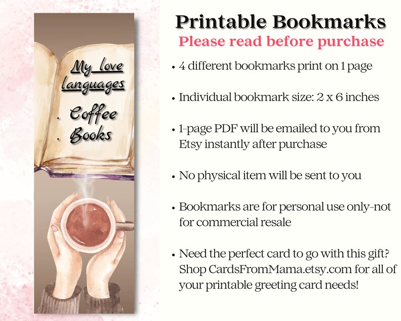 Printable Coffee Themed Bookmarks | Coffee Lover Gift | Cute Aesthetic ...