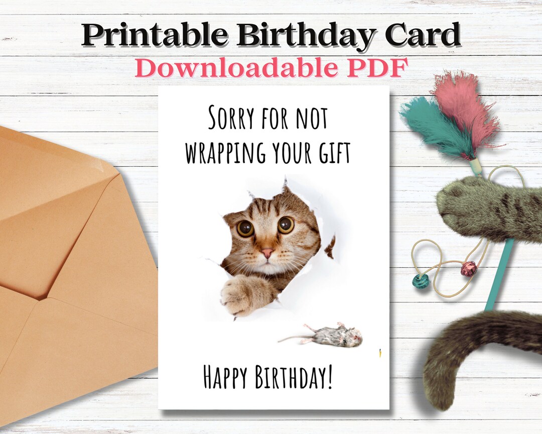 Funny Printable Cat Birthday Card | Birthday Gift for Cat Mom, Cat Lady ...