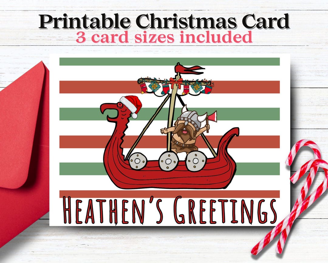 Funny Heathens Greetings Viking Printable Christmas Card Rude Christmas ...