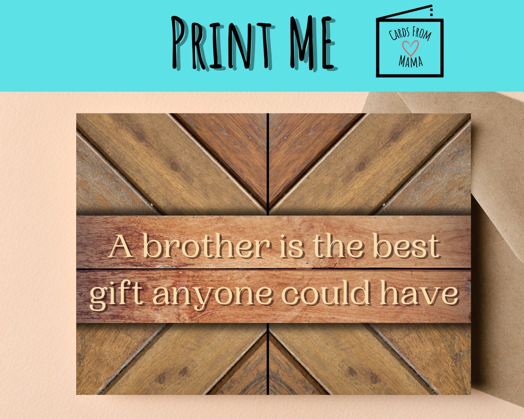 Printable Card for Brother Brother Birthday Card Brotherly - Etsy