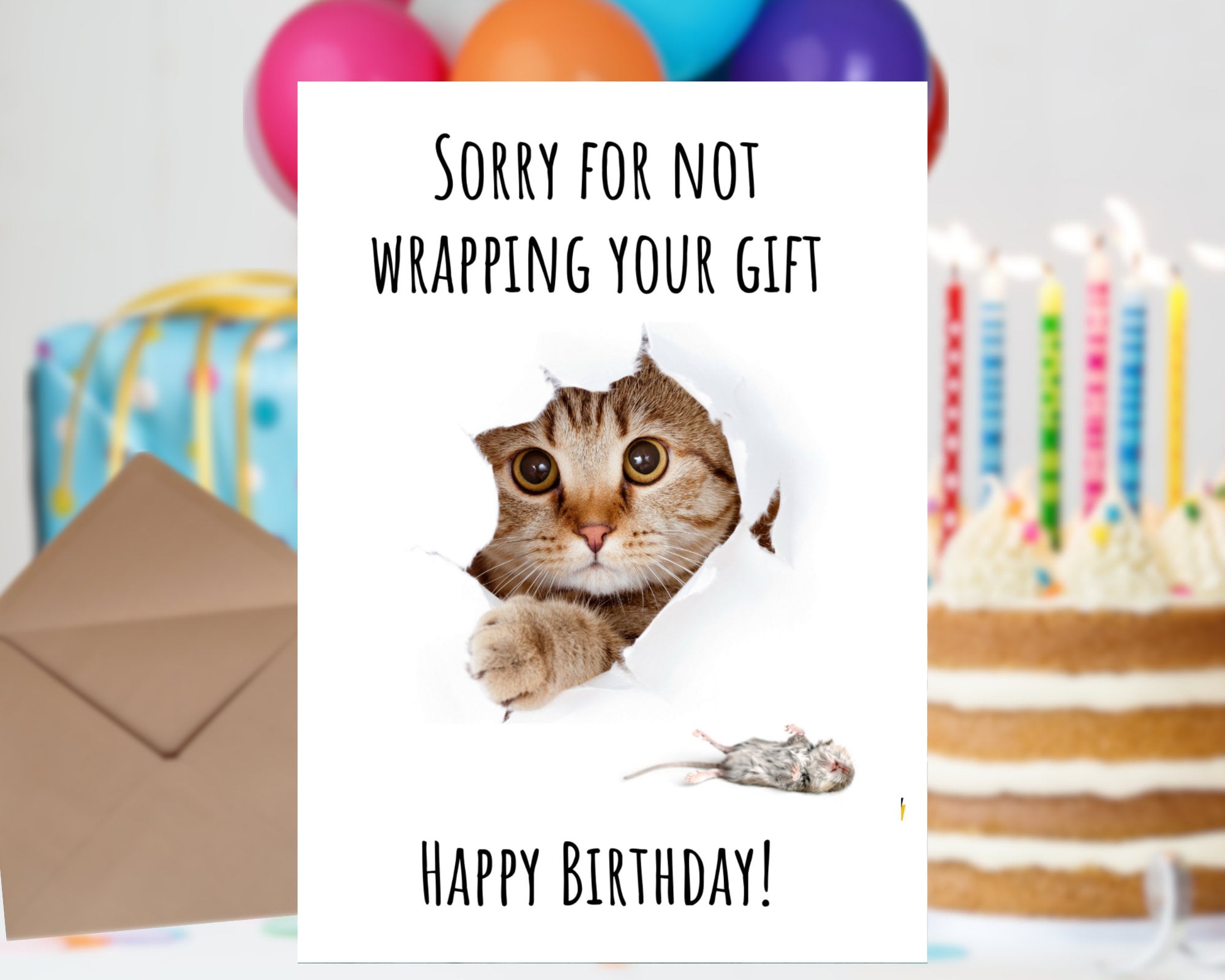 Funny Printable Cat Birthday Card Birthday Gift for Cat Mom, Cat Lady ...