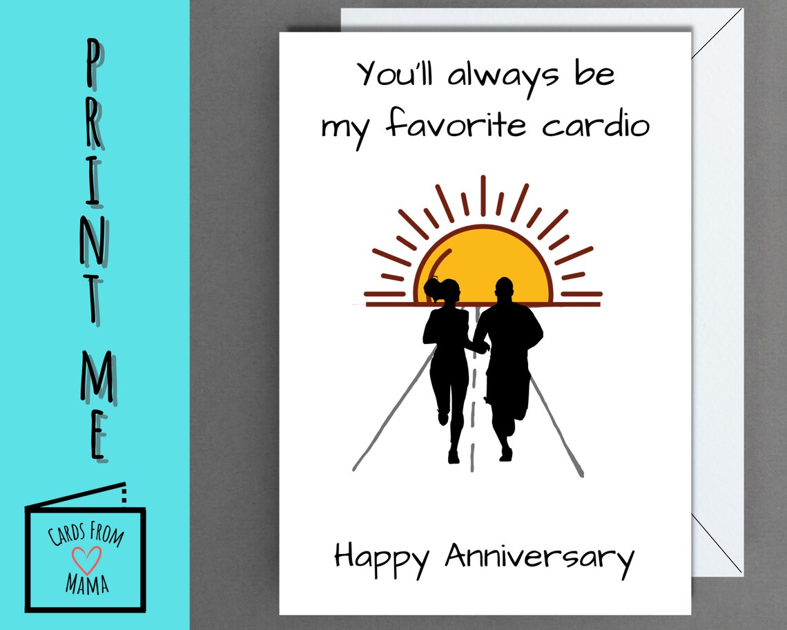 Runner Anniversary Printable Card Exercise Partner Card - Etsy