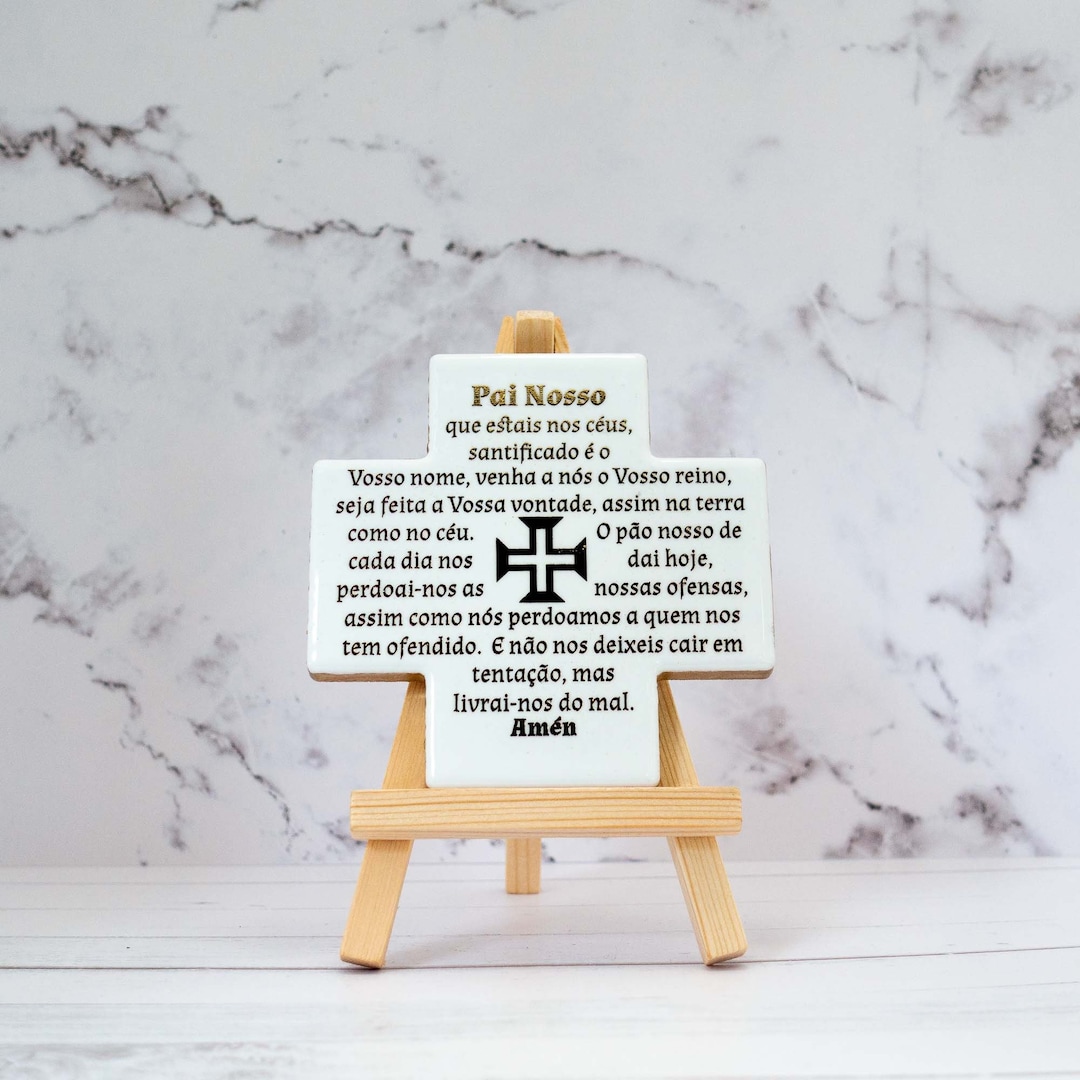 Ceramic Cross Lords Prayer in Portuguese - Etsy