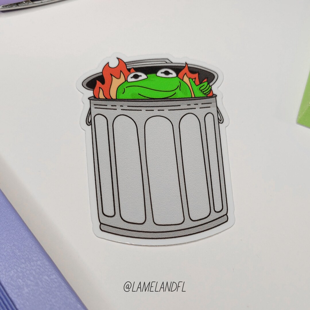 Dumpster Fire Kermit Meme Sticker - Funny Laptop Decal - Etsy