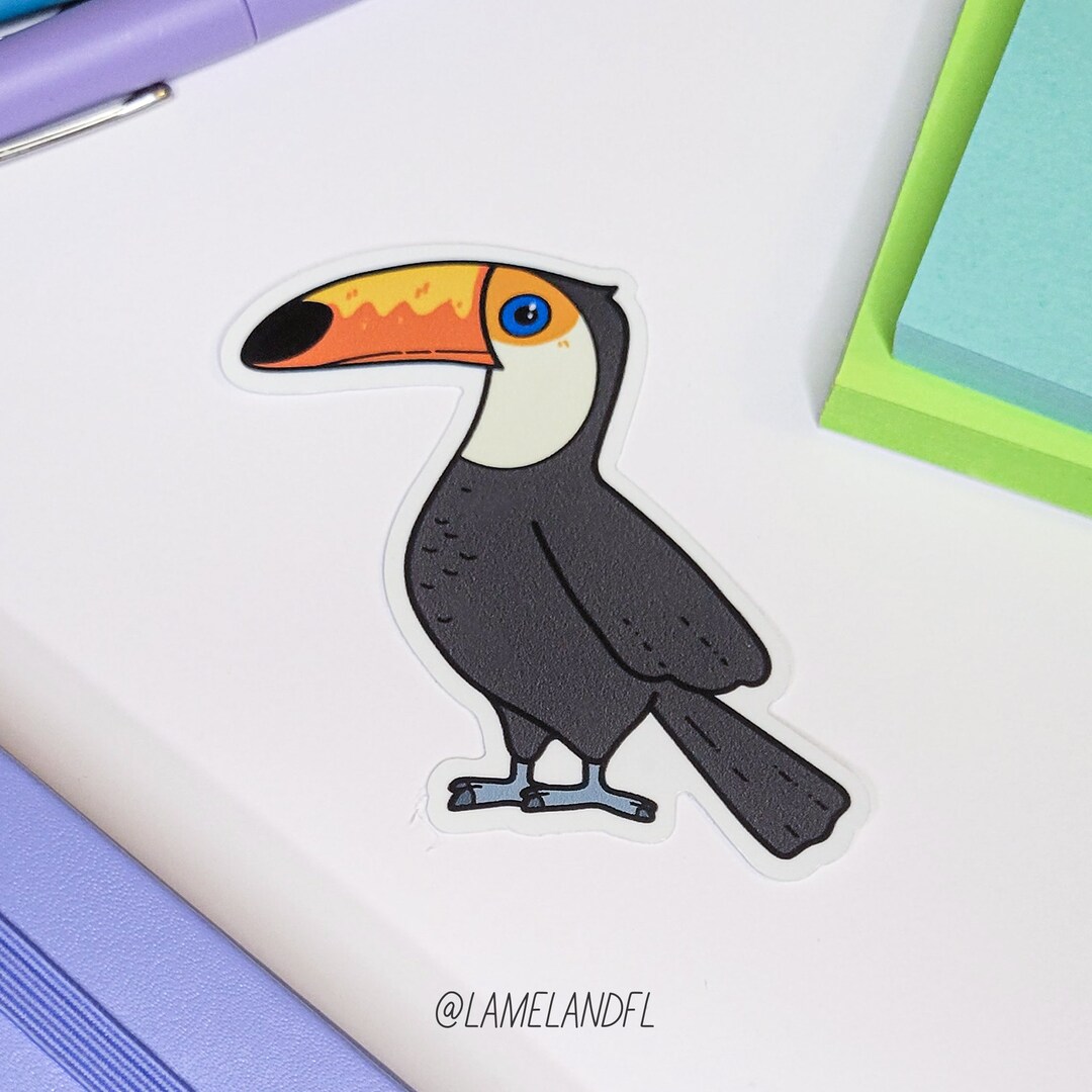 Cute Toco Toucan Die-cut Vinyl Sticker | Tropical Cartoon Bird Sticker ...