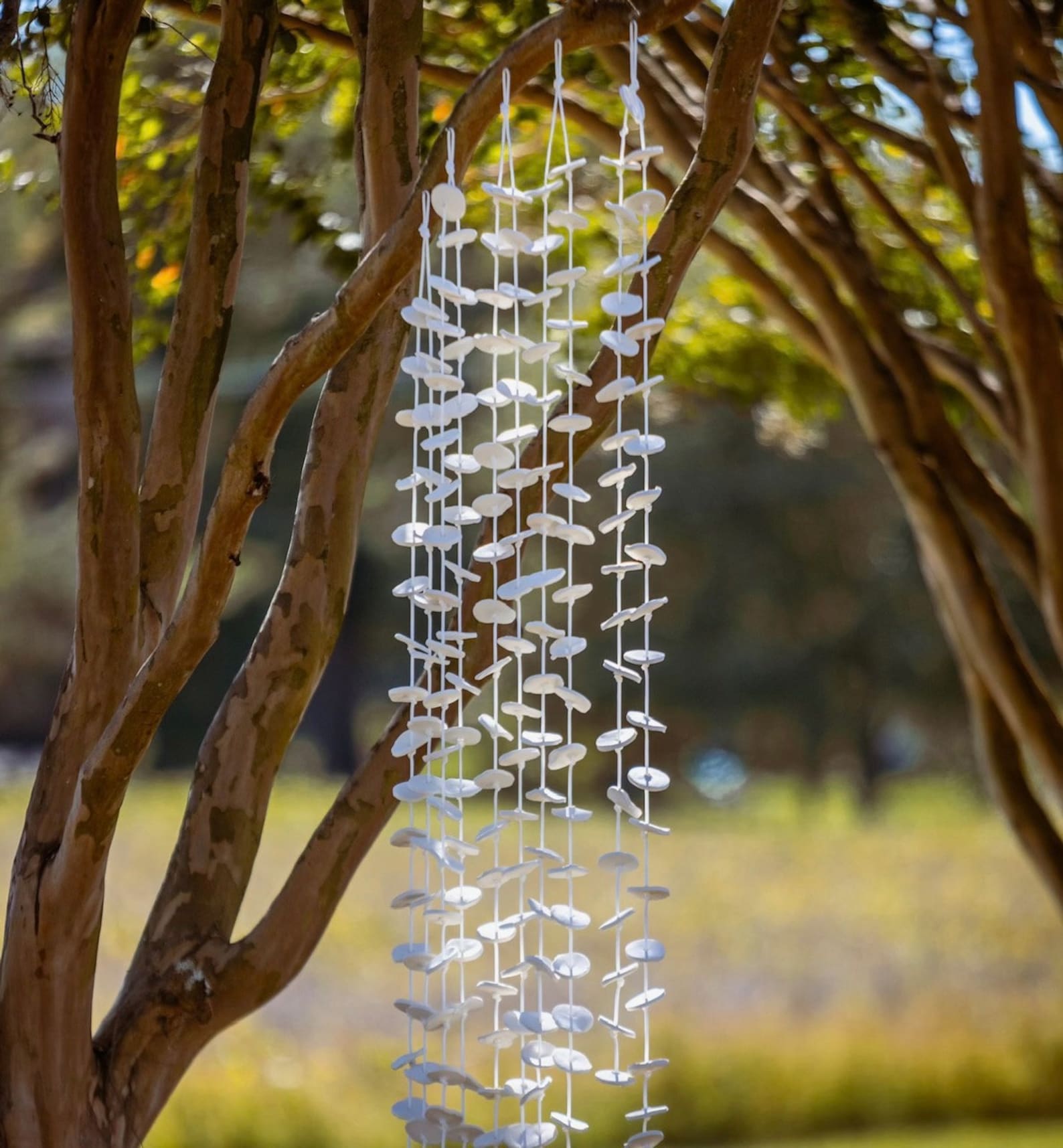 White Ceramic Hanging Wind Chime Bells by Poor House Pottery***double ...