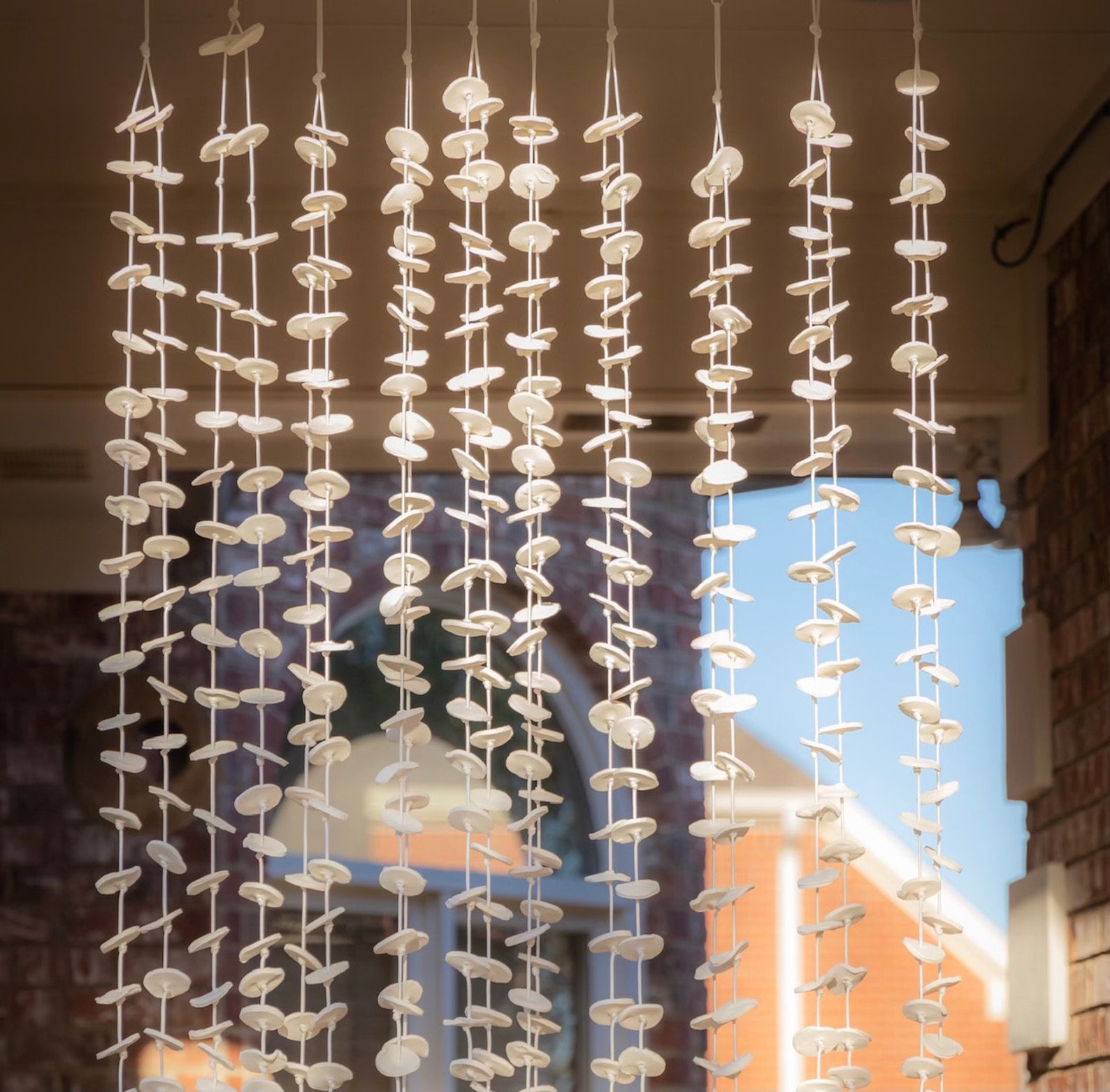 White Ceramic Hanging Wind Chime Bells by Poor House Pottery***double ...