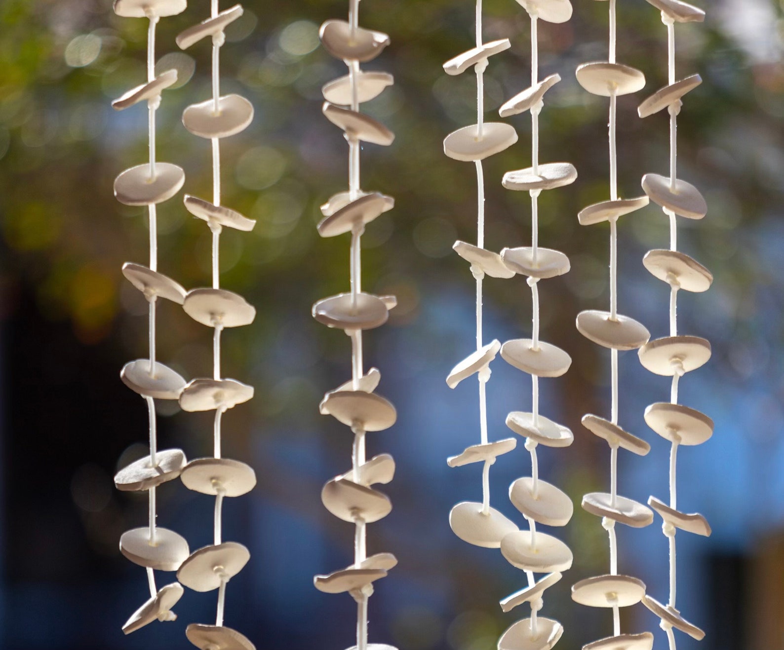 White Ceramic Hanging Wind Chime Bells by Poor House Pottery***double ...